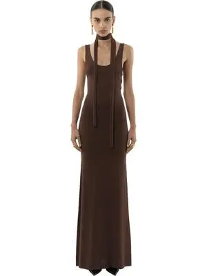 Arakii Mot Scarf Maxi Dress - Brown