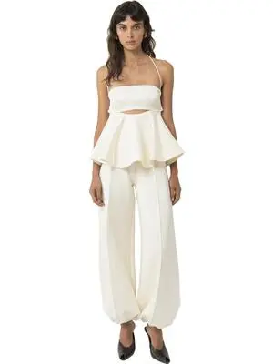 Arakii High Waisted Suit Trousers With Flared Legs - Off-white