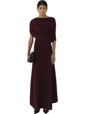 Arakii Knitted Draped Poncho - Burgundy