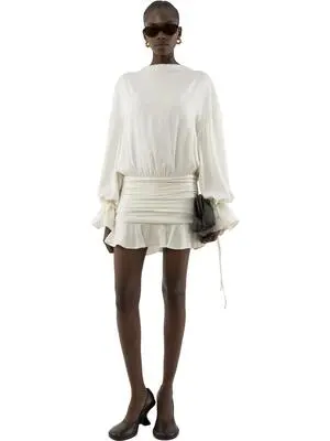 Arakii Frill Silk Dress - Off-white