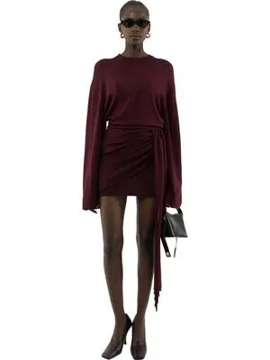 Arakii Drape Longsleeve Dress - Burgundy