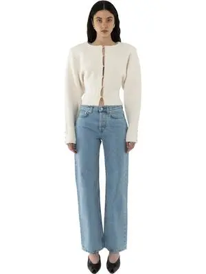 Arakii Wool Shoulder Pad Cardigan - Off-white