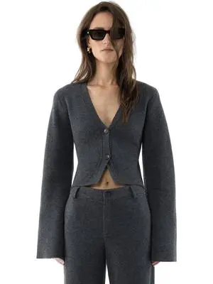 Arakii Tight Waist Cardigan - Dark Grey