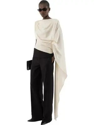 ARAKII Arakii Draped Asymmetrical Top With Scarf Detail