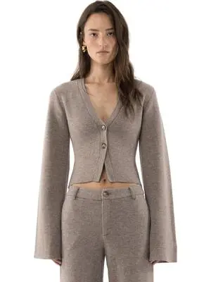 Arakii Tight Waist Cardigan - Greige