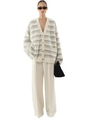 Arakii Oversize Cardigan - Grey Stripe