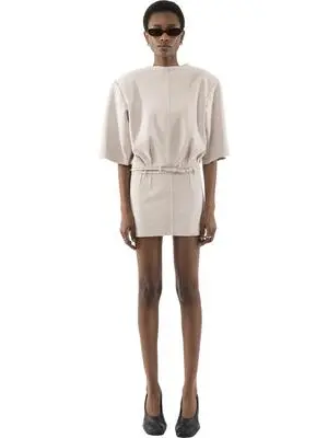 Arakii Belted Suede Mini Dress - Cream White