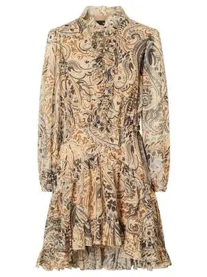 Etro Tiered Ruffled Paisley-print Chiffon Mini Dress - Neutrals