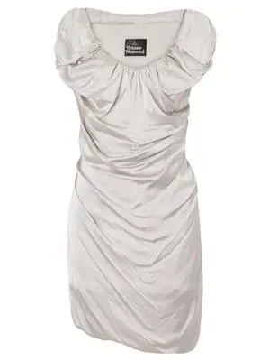 VIVIENNE WESTWOOD Ginnie Gathered Satin Mini Dress - Silver