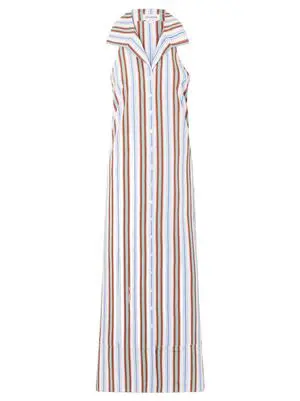 Rosie Assoulin Take It Or Sleeveless Poplin Midi Dress - Blue