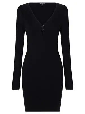 JAMES PERSE Ribbed Cotton And Cashmere-blend Mini Dress - Black