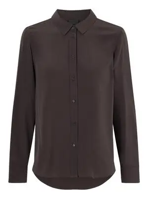NILI LOTAN Gaia Silk Crepe De Chine Shirt - Gray
