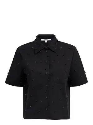Maje Cotton Embellished Shirt - Black