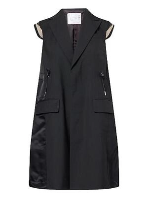 Sacai Sleeveless Wool-blend And Nylon Contrast Vest - Black