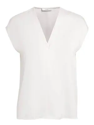 Vince Silk-blend Layered V-neck Top - Ivory