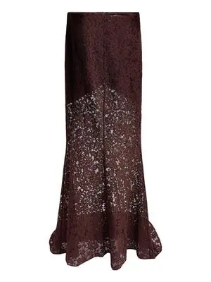 DE LA VALI Lace Pasion Maxi Skirt - Brown