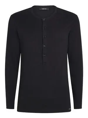 TOM FORD Stretch-cotton Henley Top - Black