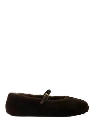 Prada Shearling Ballerinas - Brown