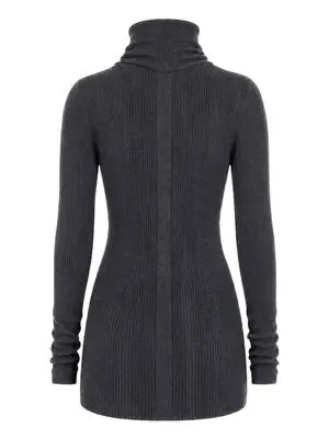 Rick Owens Ls Tube Ribbed-knit Turtleneck Sweater - Grey