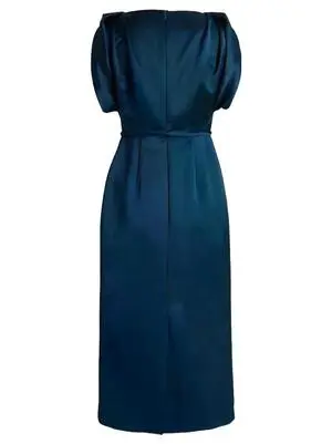 Erdem Embroidered Satin Midi Party Dress - Blue