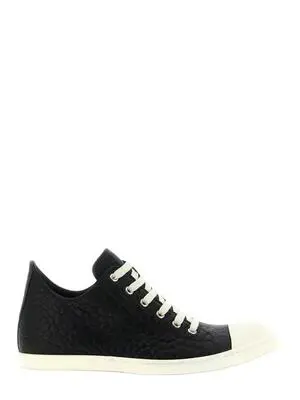 Rick Owens Textured Leather Sneakers - Black