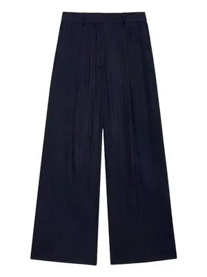 ANINE BING Paola Trousers Navy Pinstripe - Blue