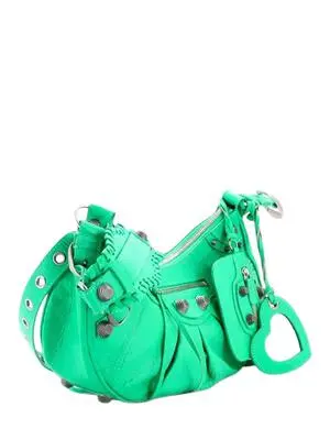 Balenciaga Le Cagole Giant Studs Shoulder Bag Leather Small Hobo Bag - Green
