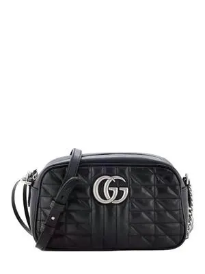 Gucci Gg Marmont Shoulder Bag In Mixed Matelassé Leather - Black