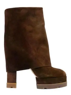 Casadei 150mm Platform Suede Boots - Brown