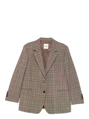 Sandro Checked Oversized Blazer - Brown