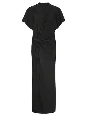 ROTATE BY BIRGER CHRISTENSEN Maxi Dress With Draping And Rose Detail - Black