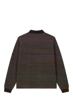 STUDIO TOMBOY Striped Long-sleeve Polo Shirt - Brown