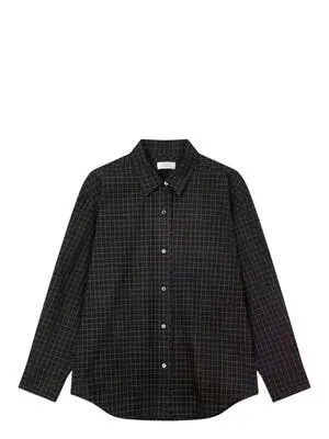 STUDIO TOMBOY Check-pattern Button-down Cotton Shirt - Grey