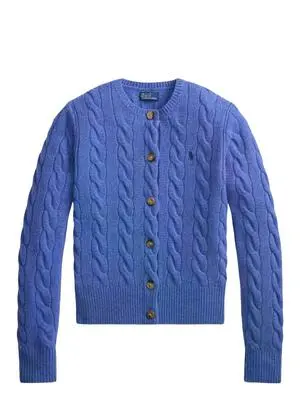 Polo Ralph Lauren Cable-knit Cardigan With Embroidered Pony - Blue