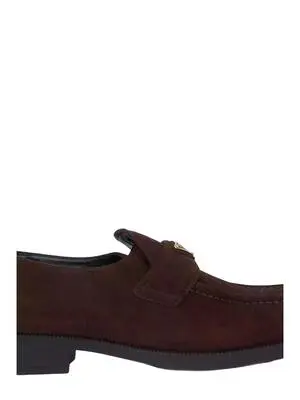 Prada Logo-plaque Suede Loafers - Brown