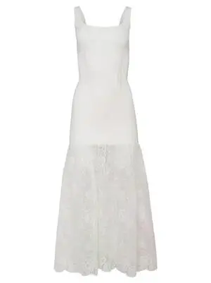 FLEUR DU MAL Jolie Lace-trim Ribbed Maxi Dress - White