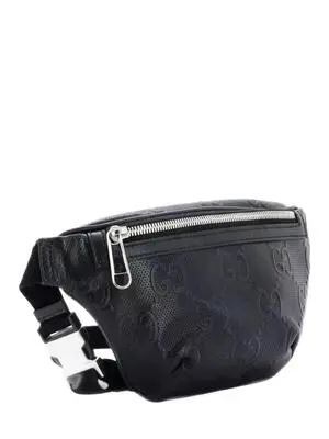 Gucci Gg Embossed Perforated Leather Small Belt Bag - Black
