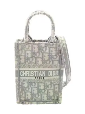 Dior 2020-2026 Mini Oblique Canvas Vertical Book Tote Satchel - Grey
