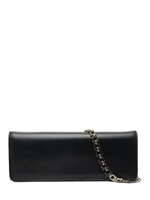 FERRAGAMO 2010-2026 Smooth Calfskin Clutch With Chain Shoulder Bag - Black