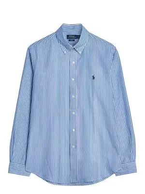 Polo Ralph Lauren Striped Logo-embroidered Shirt - Blue