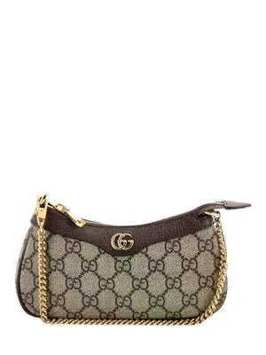 Gucci Ophidia Charm Shoulder Bag Gg Coated Canvas With Leather Mini Crossbody Bag - Brown