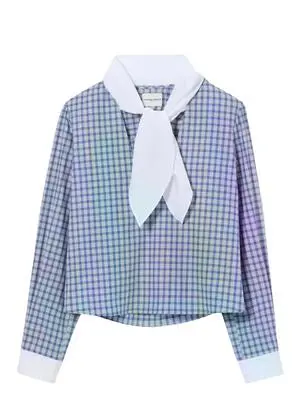 Claudie Pierlot Checked Pussy-bow Top - Blue