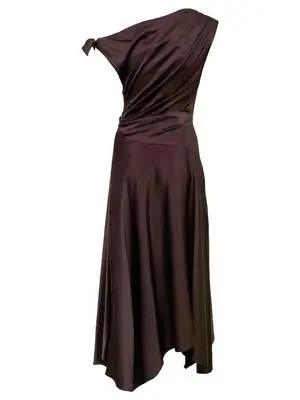 Staud Asymmetric Draped Dress - Brown
