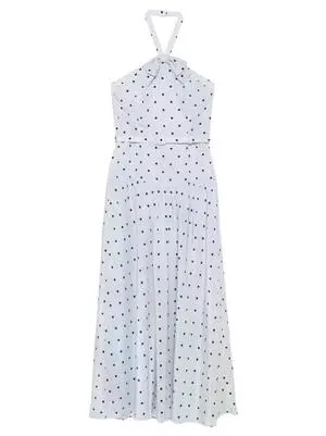 Alessandra Rich Polka-dot Halter-neck Midi Dress - Blue