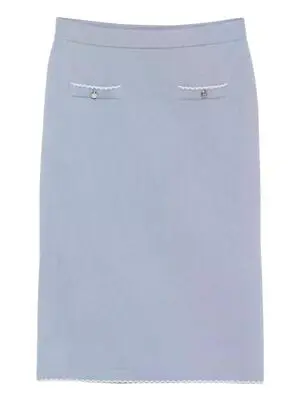 Tory Burch Scalloped Wool Skirt - Blue