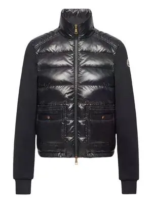 Moncler Quilted-panel Zip-up Jacket - Black