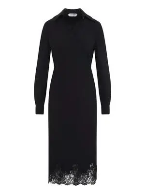 Alberta Ferretti Midi Lace-trim Wrap Dress - Black