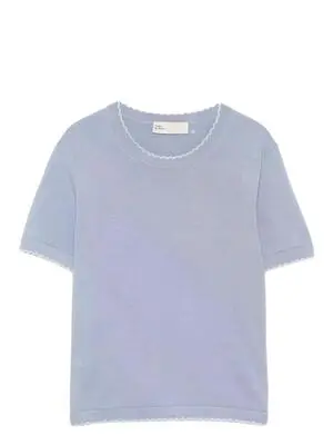 Tory Burch Scalloped Wool Top - Blue