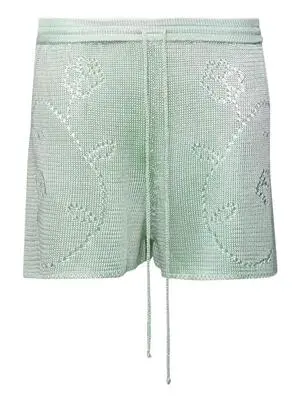 Calle Del Mar Ivy Pointelle-knit Shorts - Green