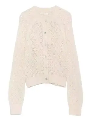 DÔEN Petra Pointelle-knit Cardigan - Neutrals